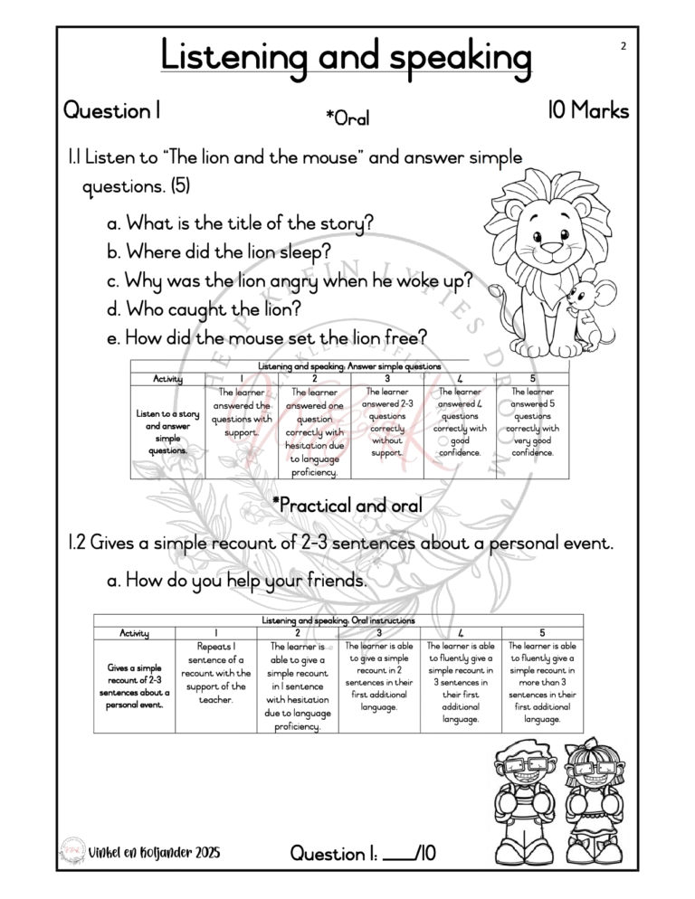 Grade 2 English First Additional Language Formal Assessment Task – Term ...