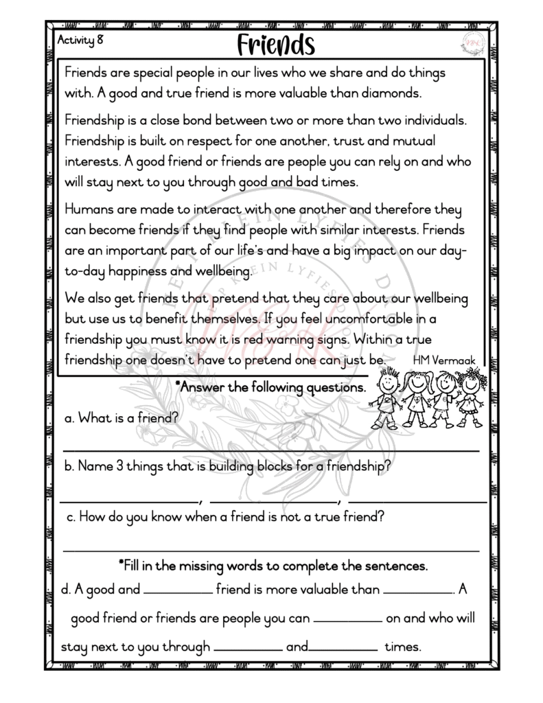 Grade 3 English First Additional Language Term 1 Comprehension ...