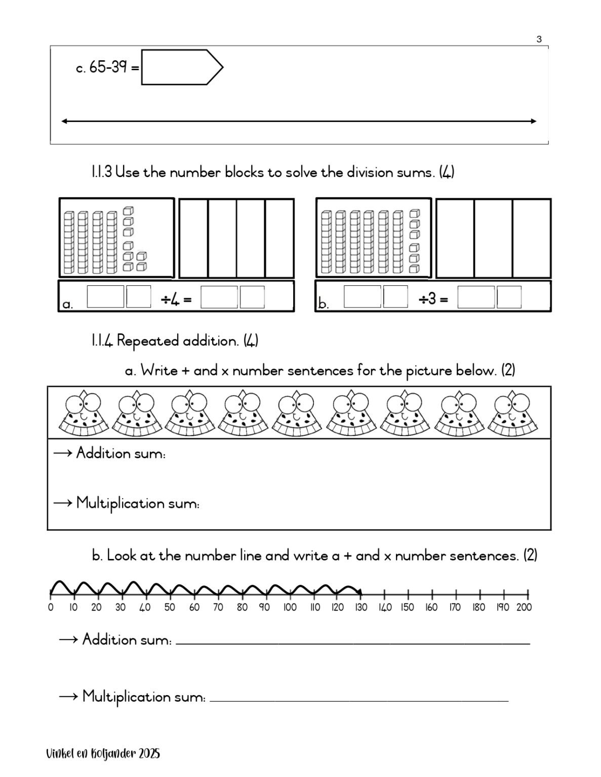 Grade 3 Mathamatics Formal Assessment Task – Term 1 2025 - Vinkel ...