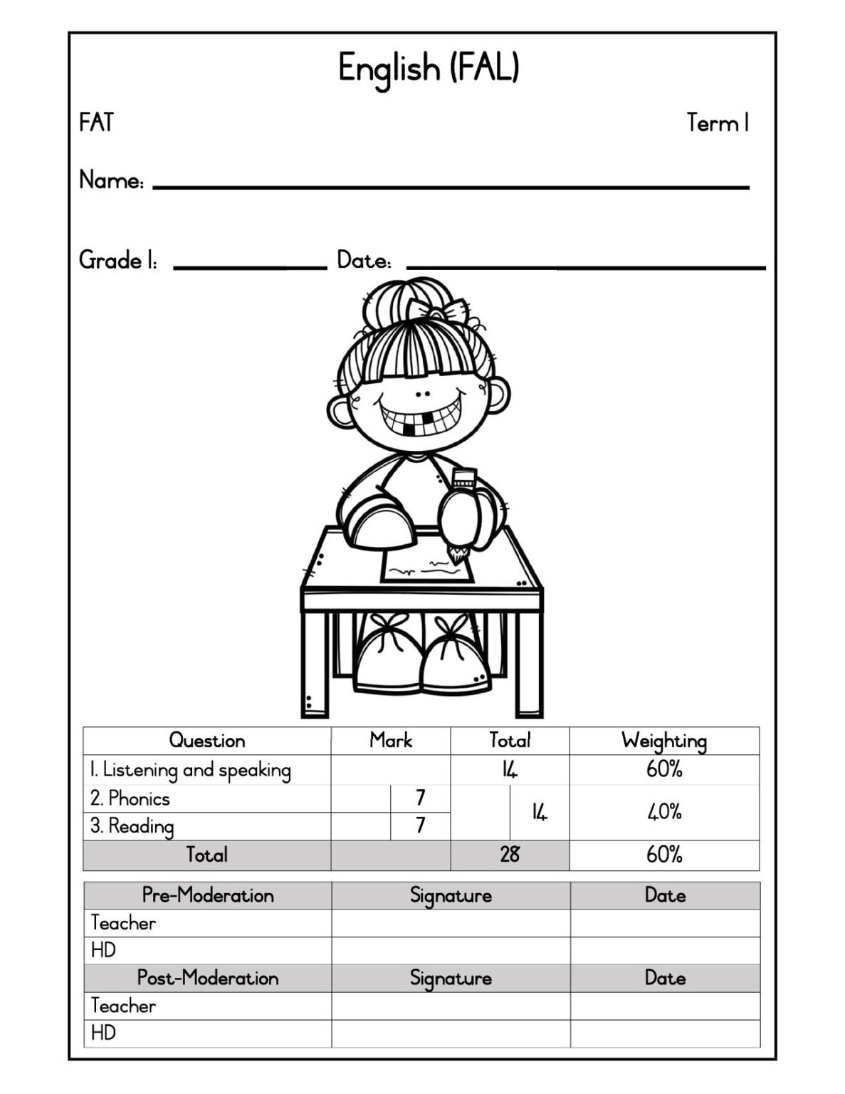 Grade 1 English Formal Assessment Task – Term 1 2026 - Vinkel & Koljander