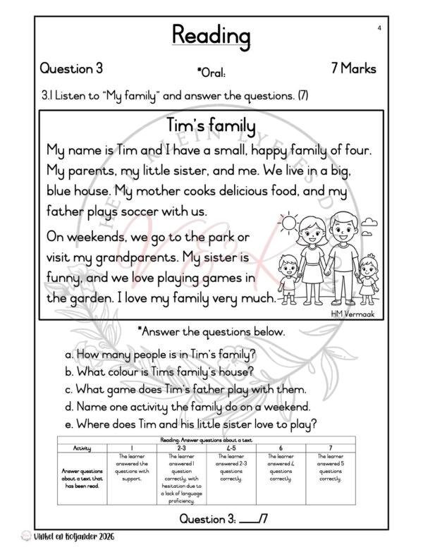 Grade 1 English Formal Assessment Task – Term 1 2026 - Vinkel & Koljander