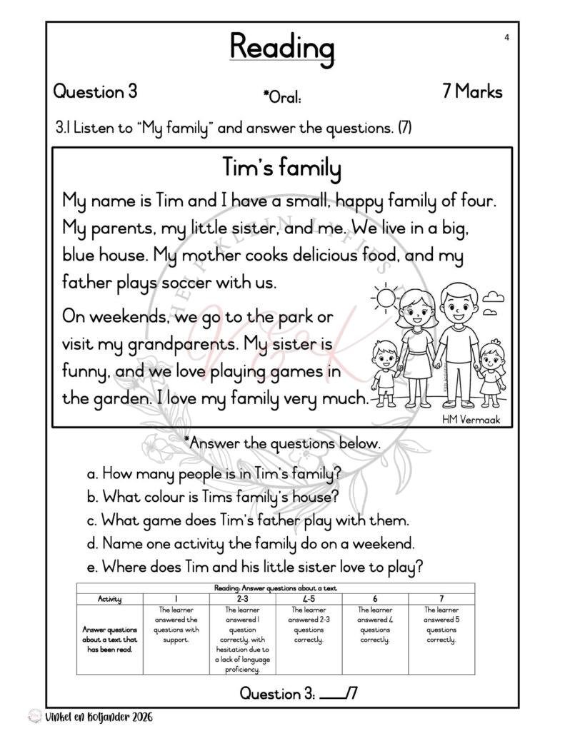 Grade 1 English Formal Assessment Task – Term 1 2026 - Vinkel & Koljander